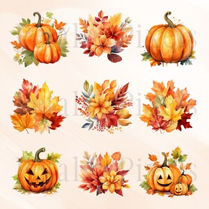 Golden Autumn Clipart, Watercolor Graphics, Digital Download ...