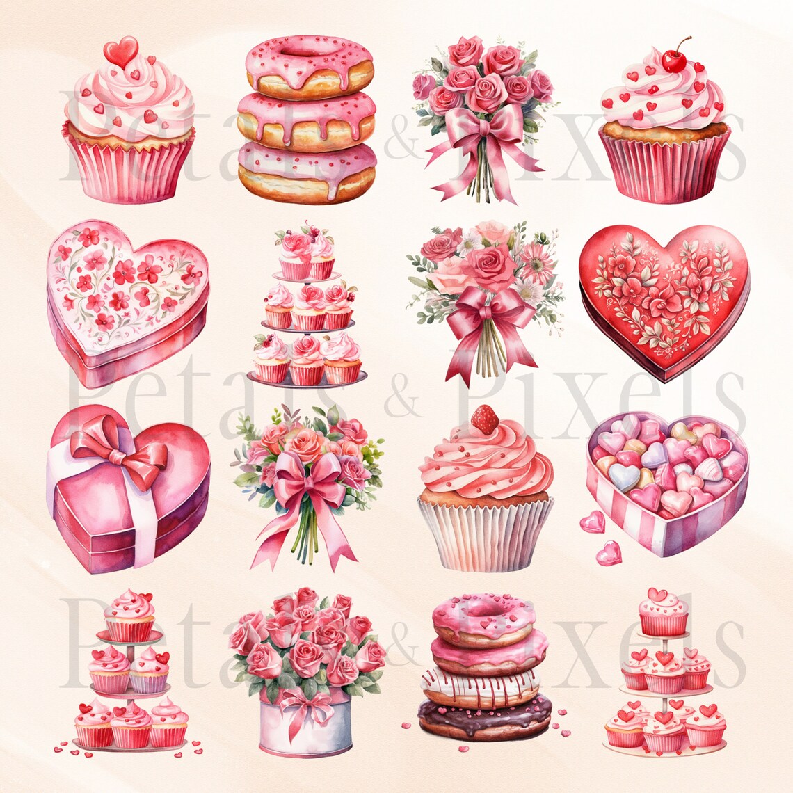 Valentine Candy Shop Clipart, Watercolor Clipart, Sweet Shop Storefront ...