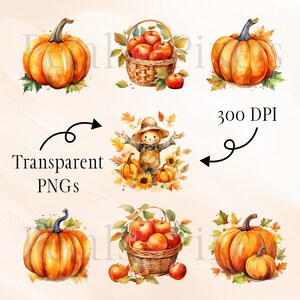 Golden Autumn Clipart, Watercolor Graphics, Digital Download ...