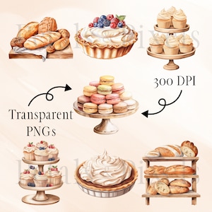 Baked Goods Clipart, Watercolor Clipart, Sweet Treats, Pastry Shop ...