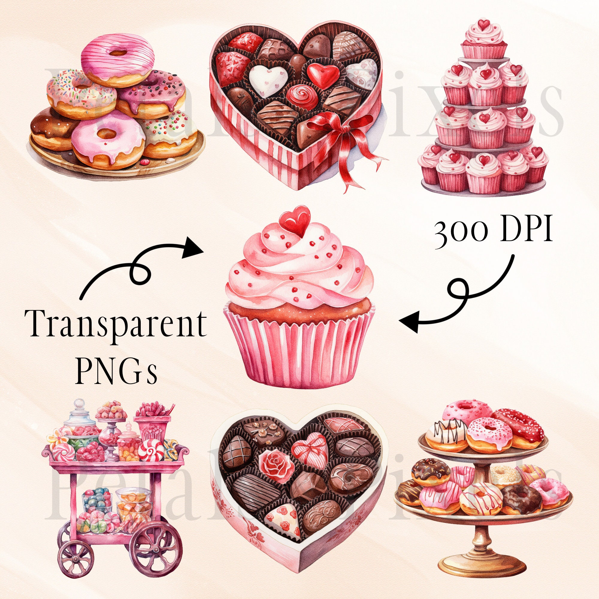 Valentine Candy Shop Clipart, Watercolor Clipart, Sweet Shop Storefront ...