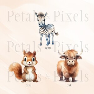 Alphabet Animals Clipart, Watercolor, Animals for Kids, Design Elements ...