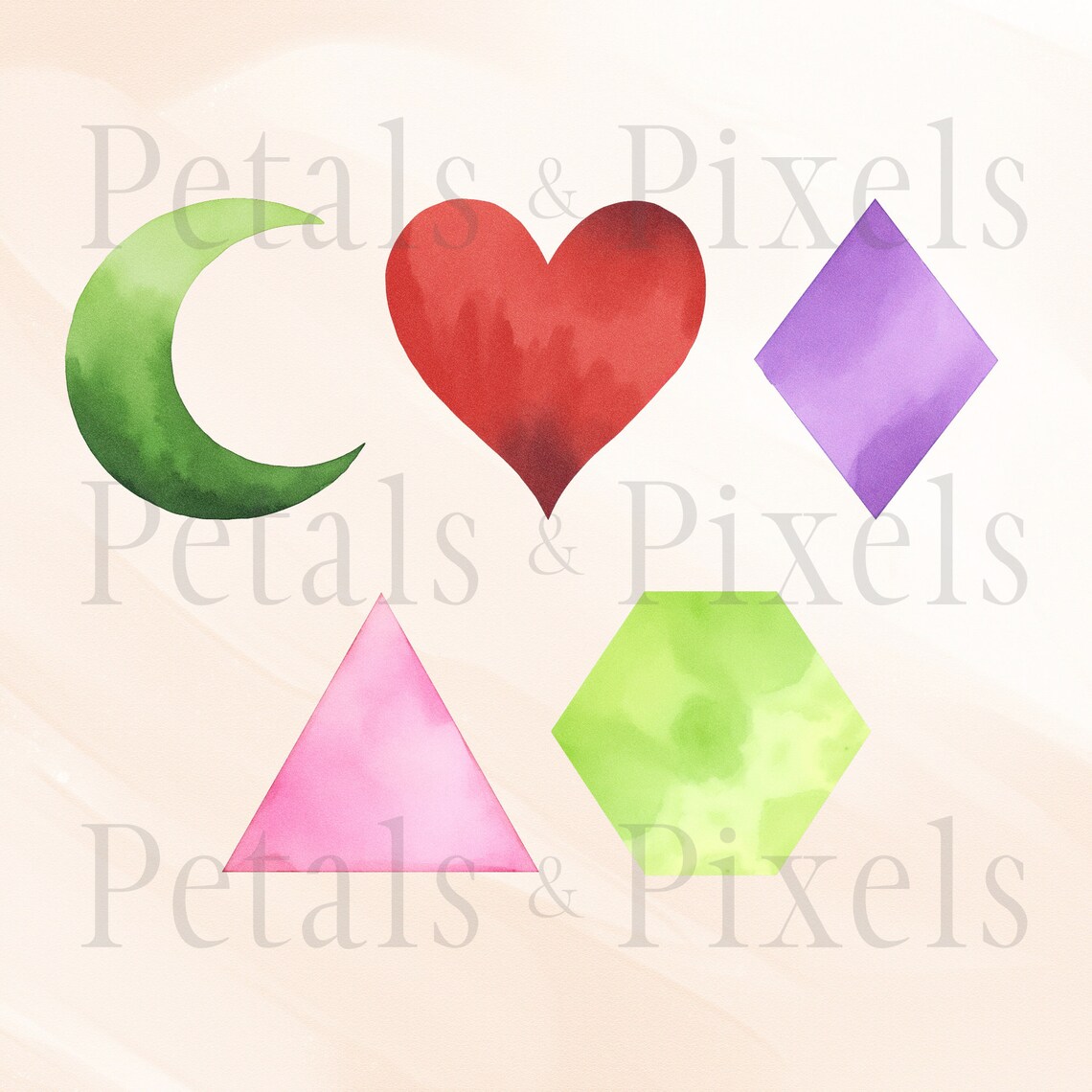 2D Geometric Shapes Clipart, Watercolor, 2D Shapes for Kids, Design ...