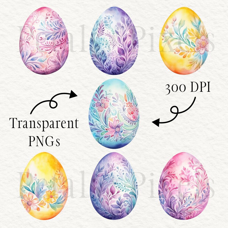 Watercolor Pastel Easter Egg Clipart Set, Spring Graphics (digital ...