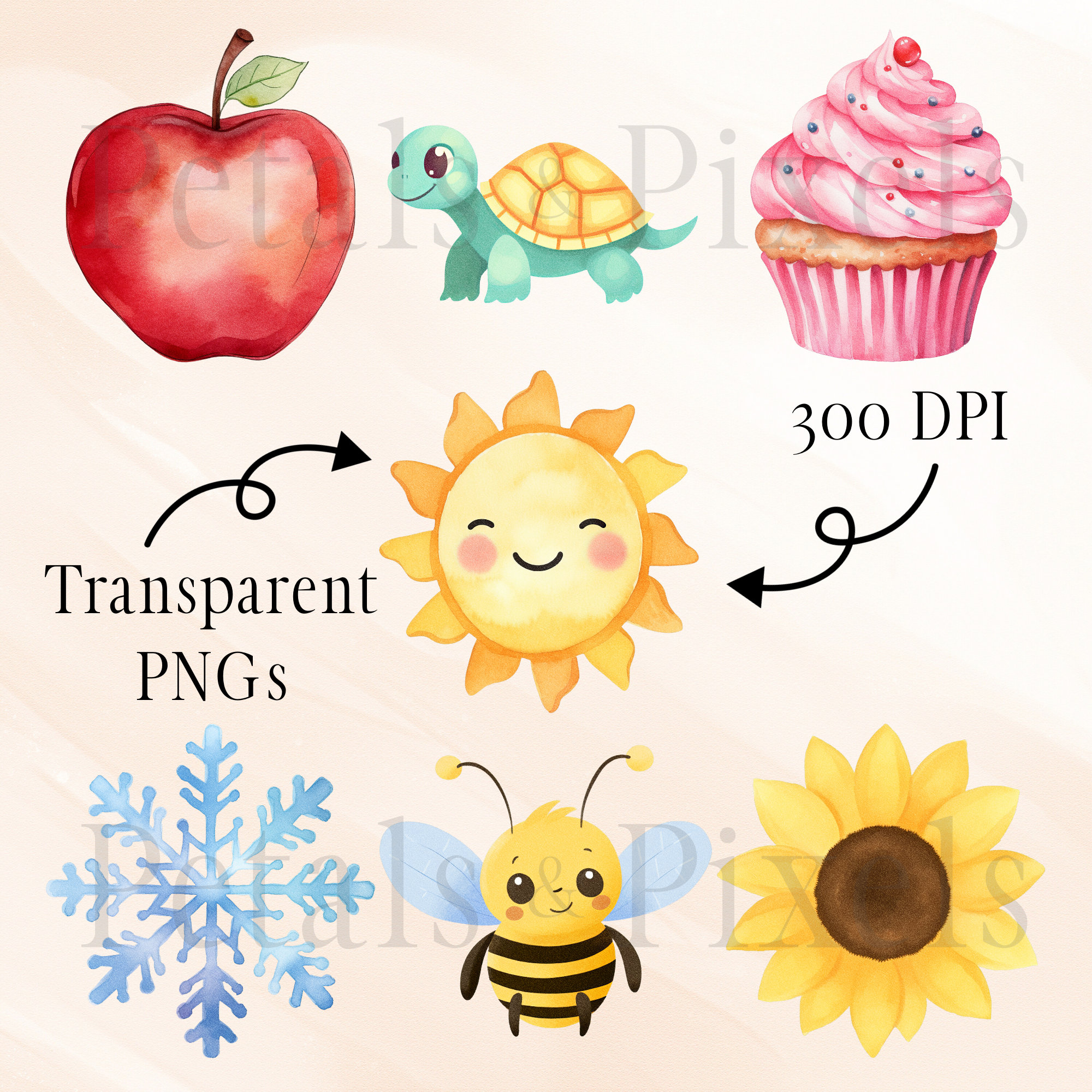 Counting Objects Clipart, Watercolor, Numbers for Kids, Design Elements ...