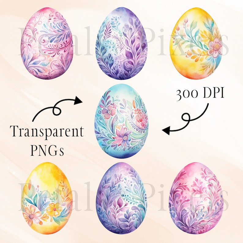 Pastel Easter Egg Clipart, Watercolor Clipart, Spring Clipart, Easter ...