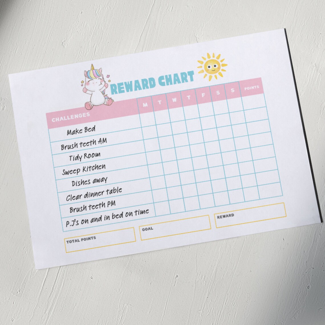 Kids Reward Chart Poster - Download and Print! - Etsy