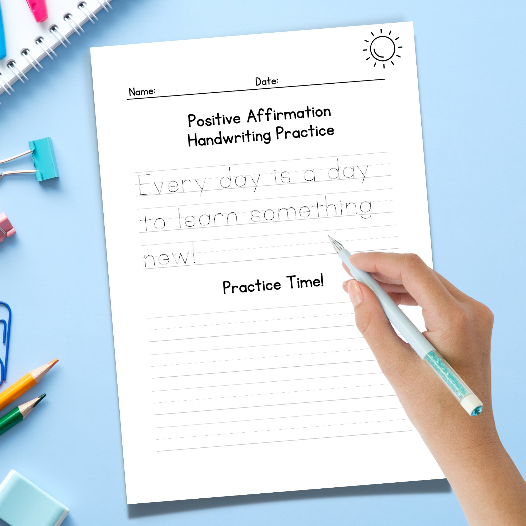 Positive Affirmation Handwriting Practice for Kids - Etsy