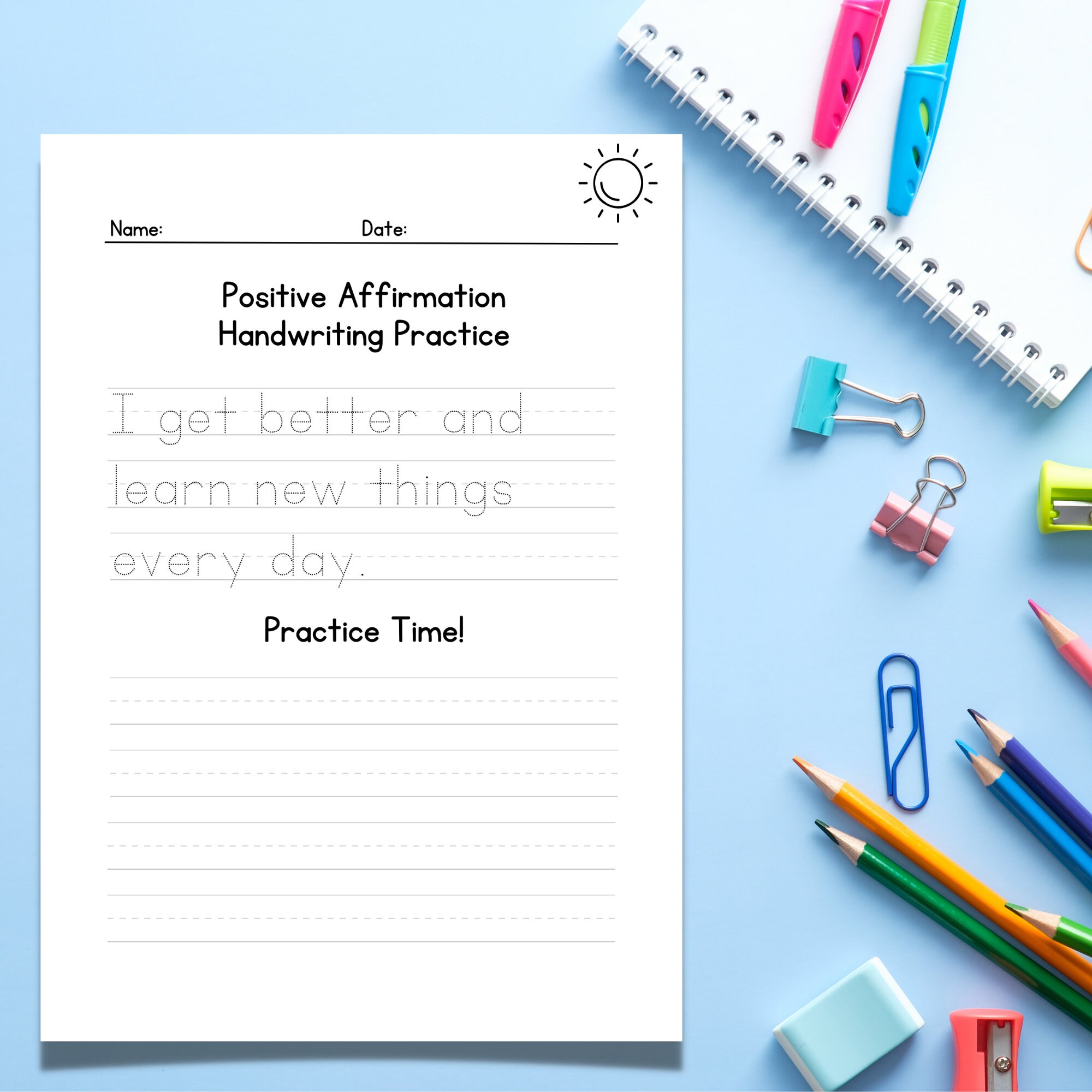 Positive Affirmation Handwriting Practice for Kids! - Etsy