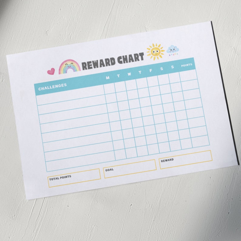 Kids Reward Chart Poster - Download and Print! - Etsy