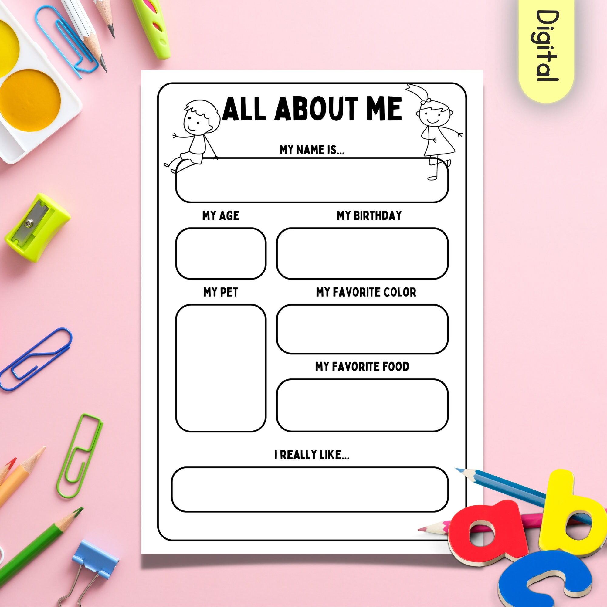 Discover Me: All About Me Worksheet for Self-expression and Exploration ...