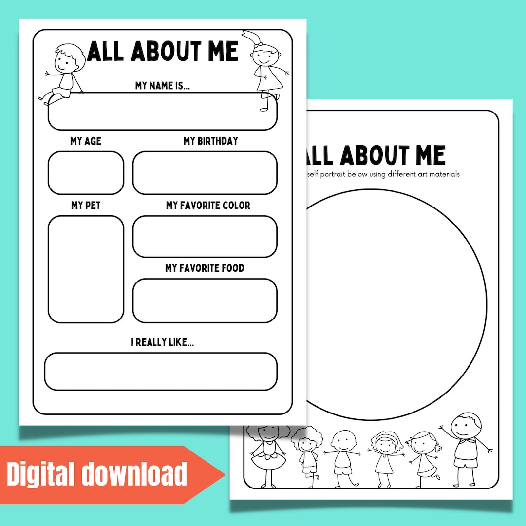 Discover Me: All About Me Worksheet for Self-expression and Exploration ...