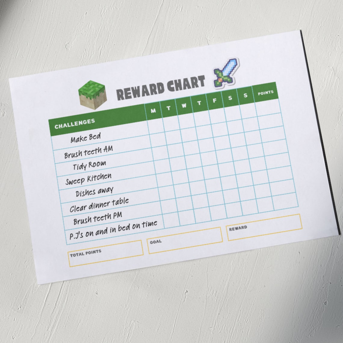 Kids Reward Chart Poster Download and Print - Etsy