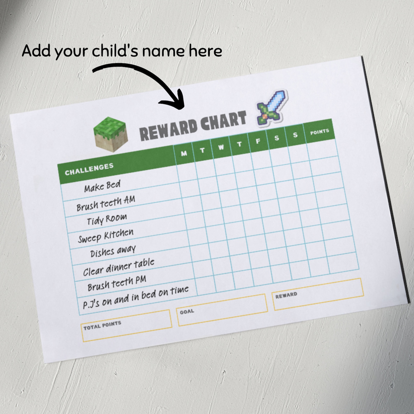 Kids Reward Chart Poster - Download and Print! - Etsy