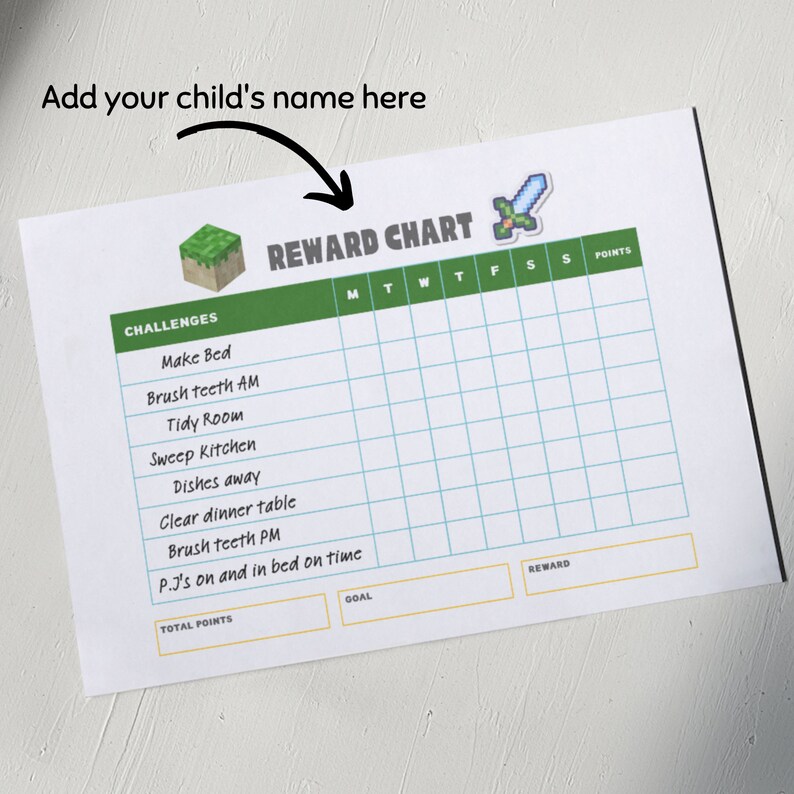 Kids Reward Chart Poster - Download and Print! - Etsy