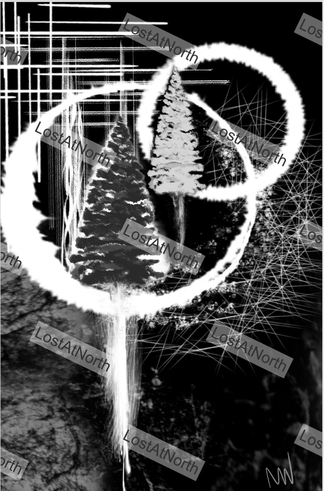 GRUNGE Halo Trees Printable Artwork - Etsy