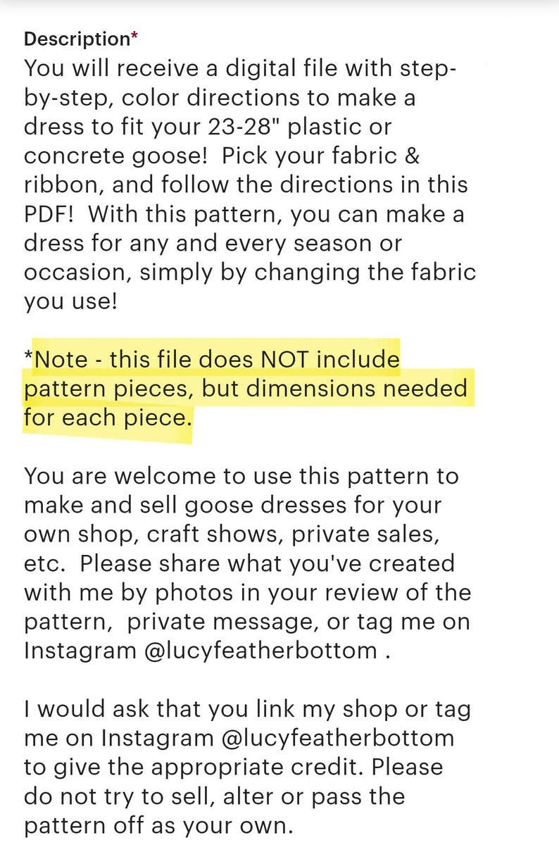 Goose Dress Sewing Pattern: Fits 23-28" Lawn or Cement Goose (PDF ...