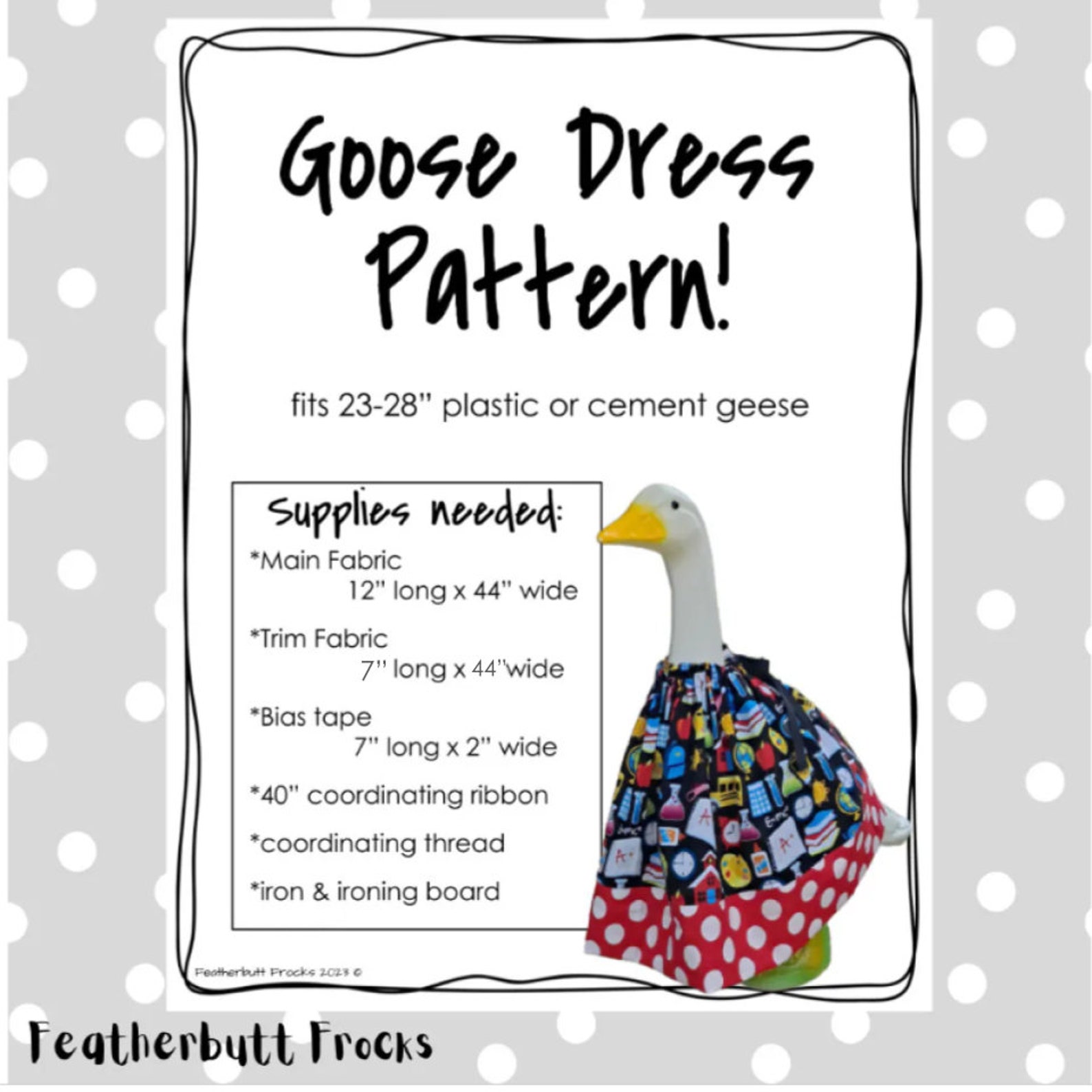 Goose Dress Sewing Pattern: Fits 23-28" Lawn or Cement Goose (PDF ...