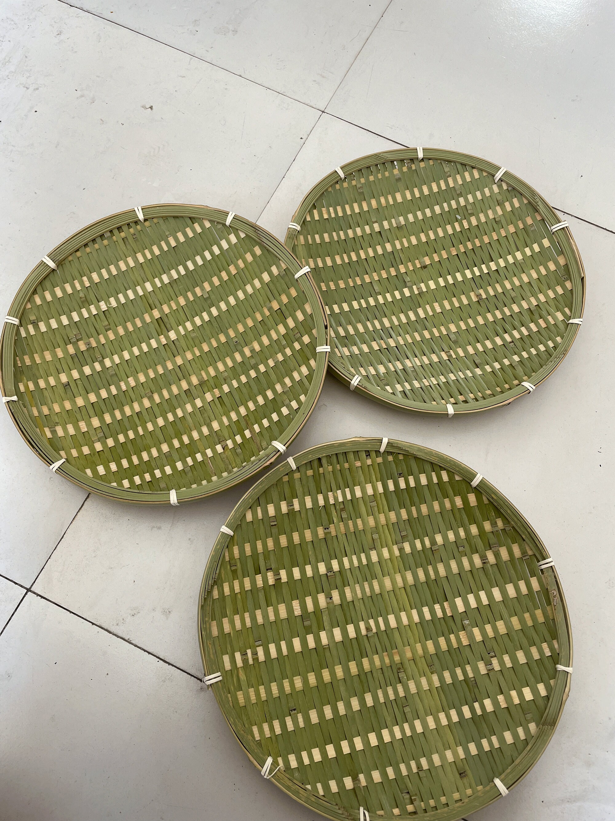 Bamboo Weaving Dustpan Home Round Bamboo Basket Washing Vegetables ...
