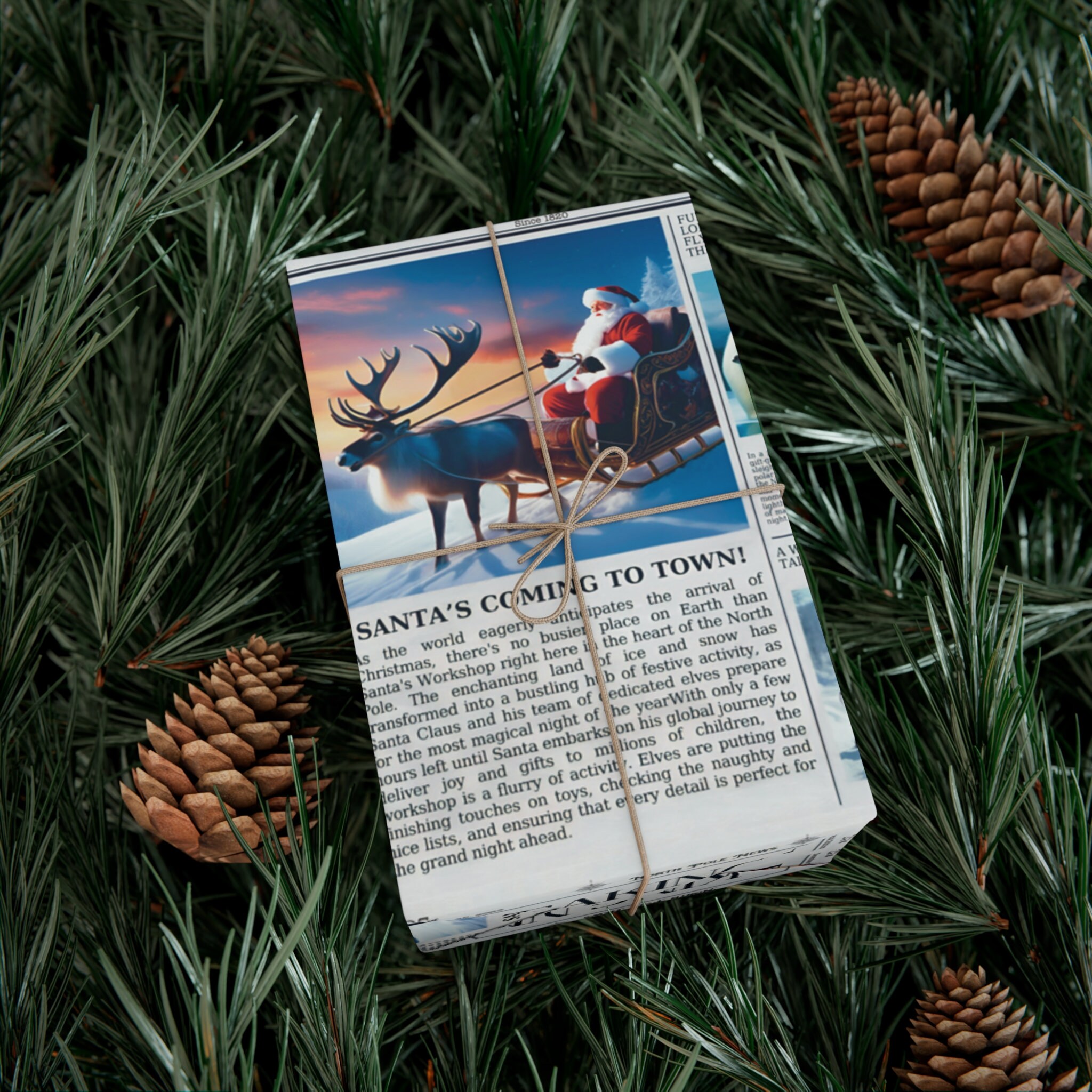 North Pole Newspaper Christmas Gift Wrap Christmas Wrapping - Etsy