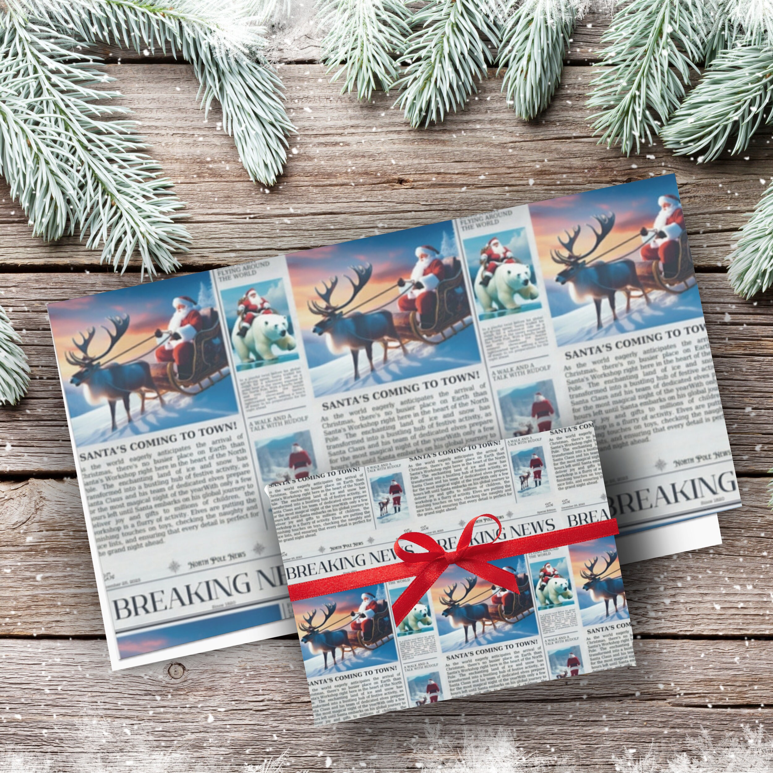 North Pole Newspaper Christmas Gift Wrap Christmas Wrapping - Etsy