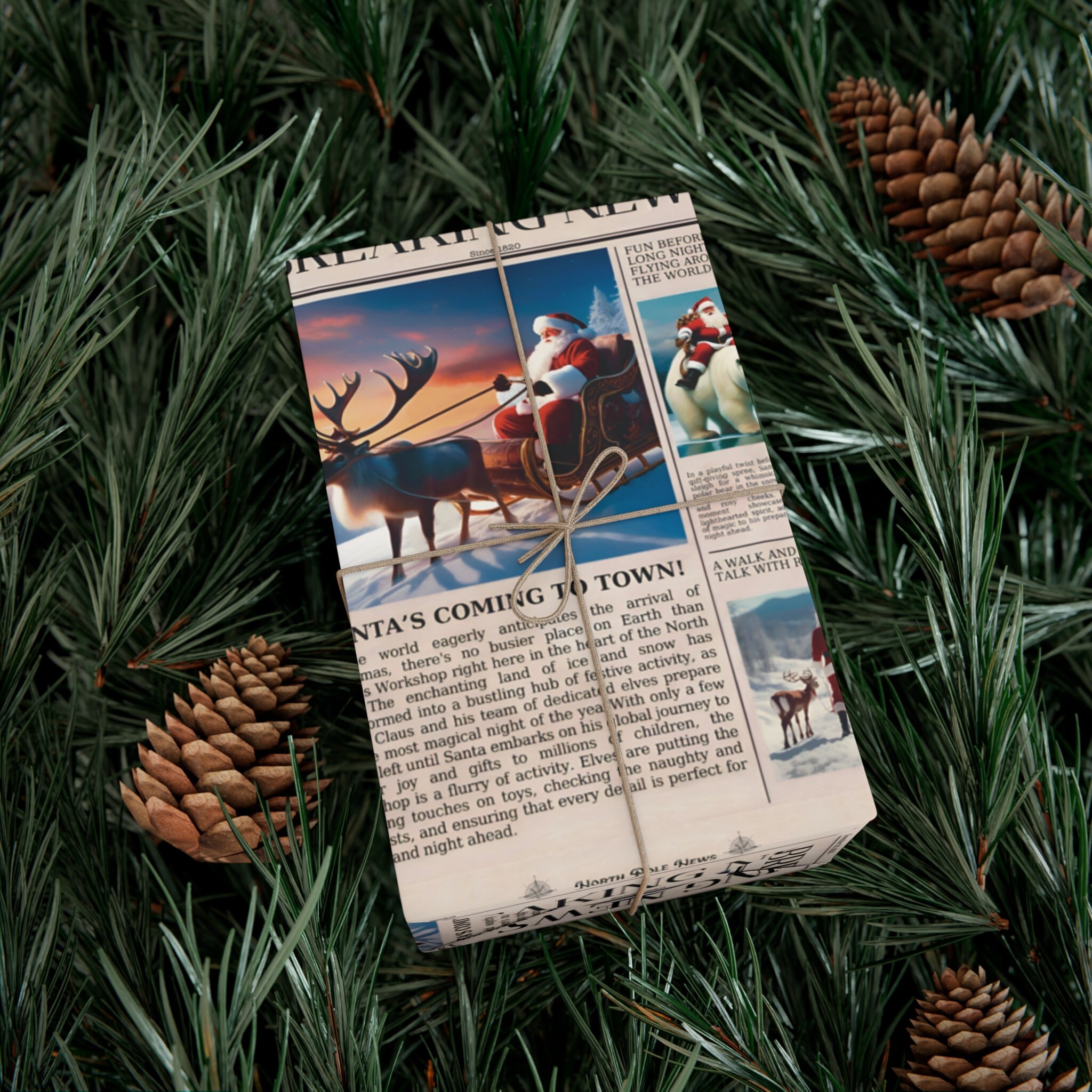 North Pole Newspaper Christmas Gift Wrap, Christmas Wrapping Paper ...