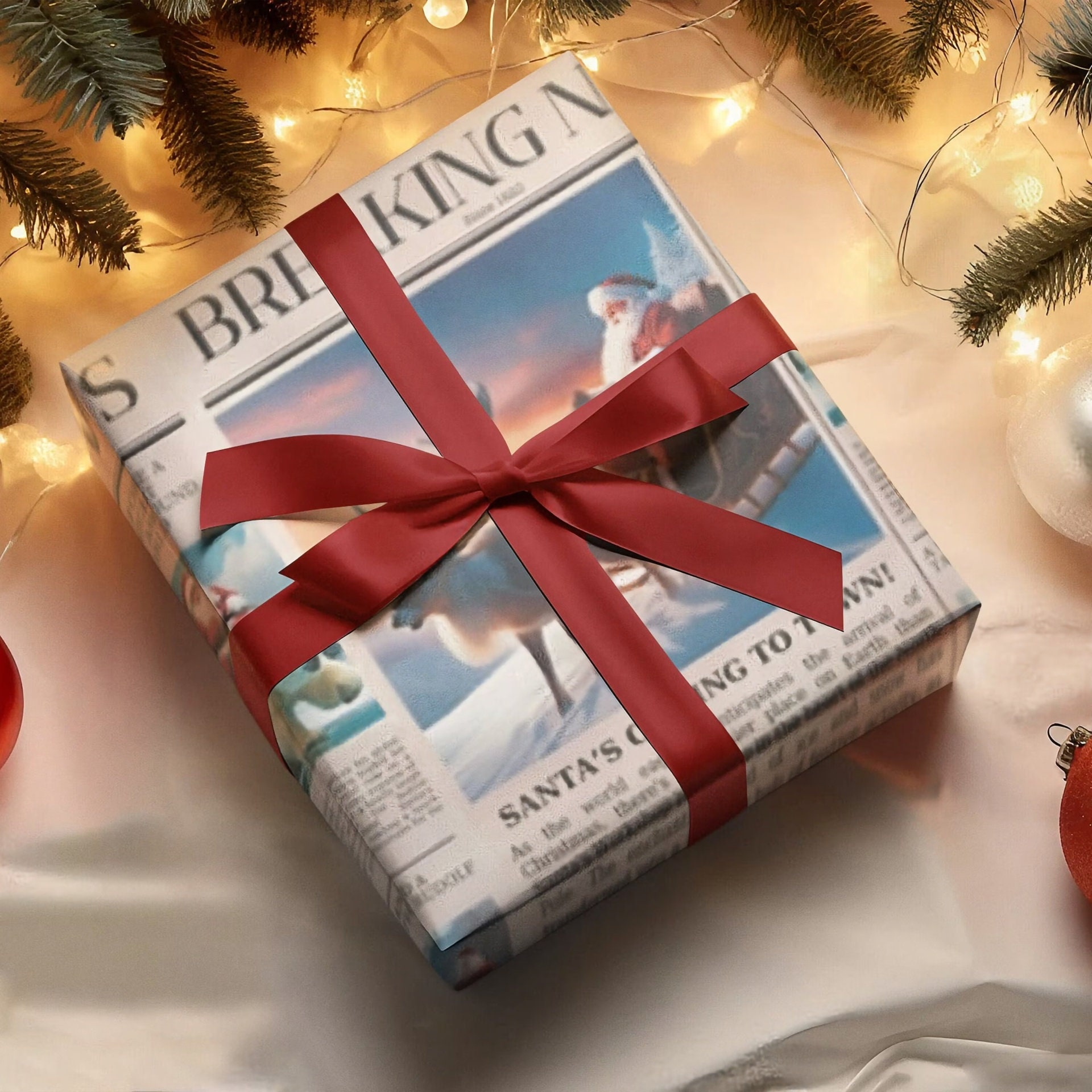 North Pole Newspaper Christmas Gift Wrap, Christmas Wrapping Paper ...