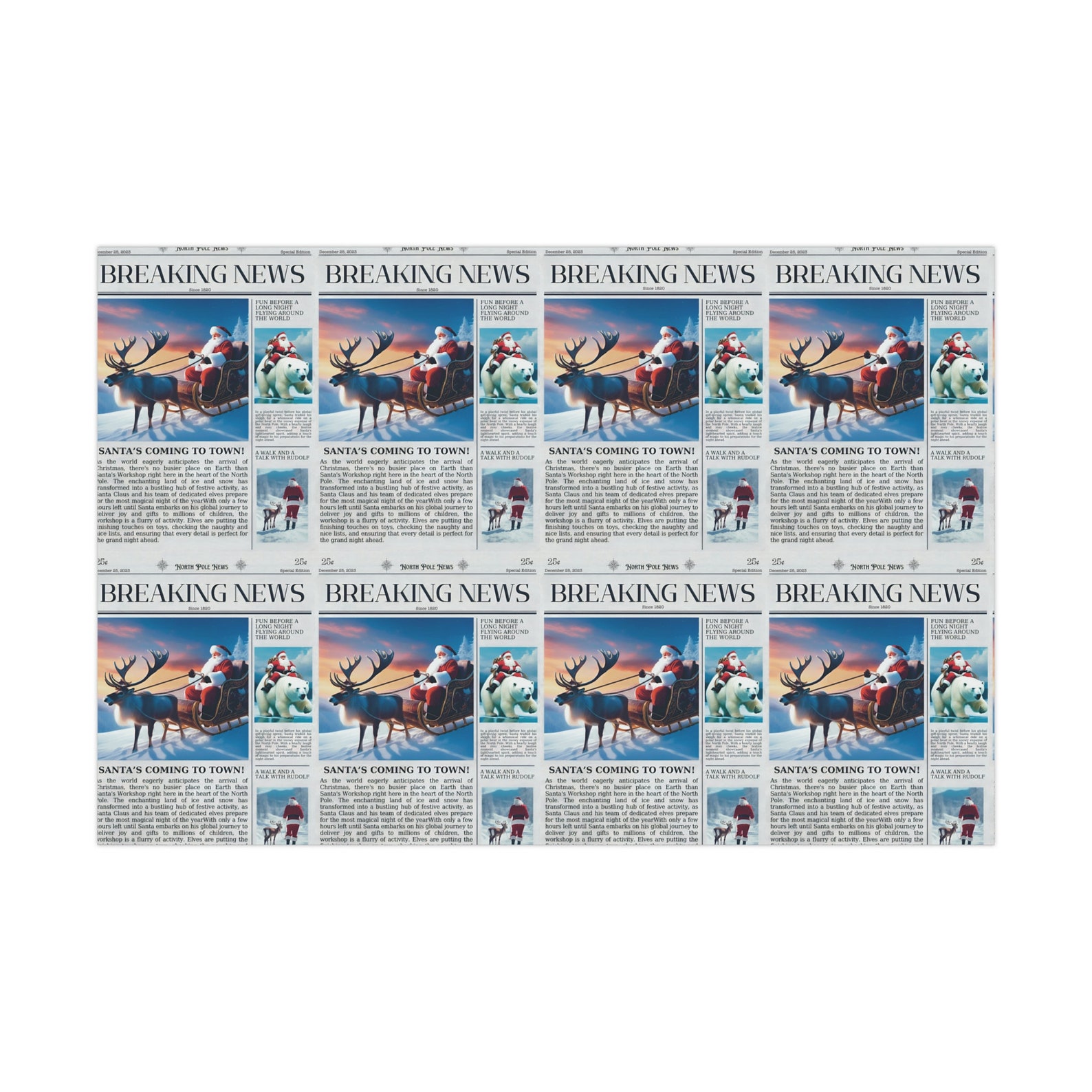 North Pole Newspaper Christmas Gift Wrap Christmas Wrapping - Etsy