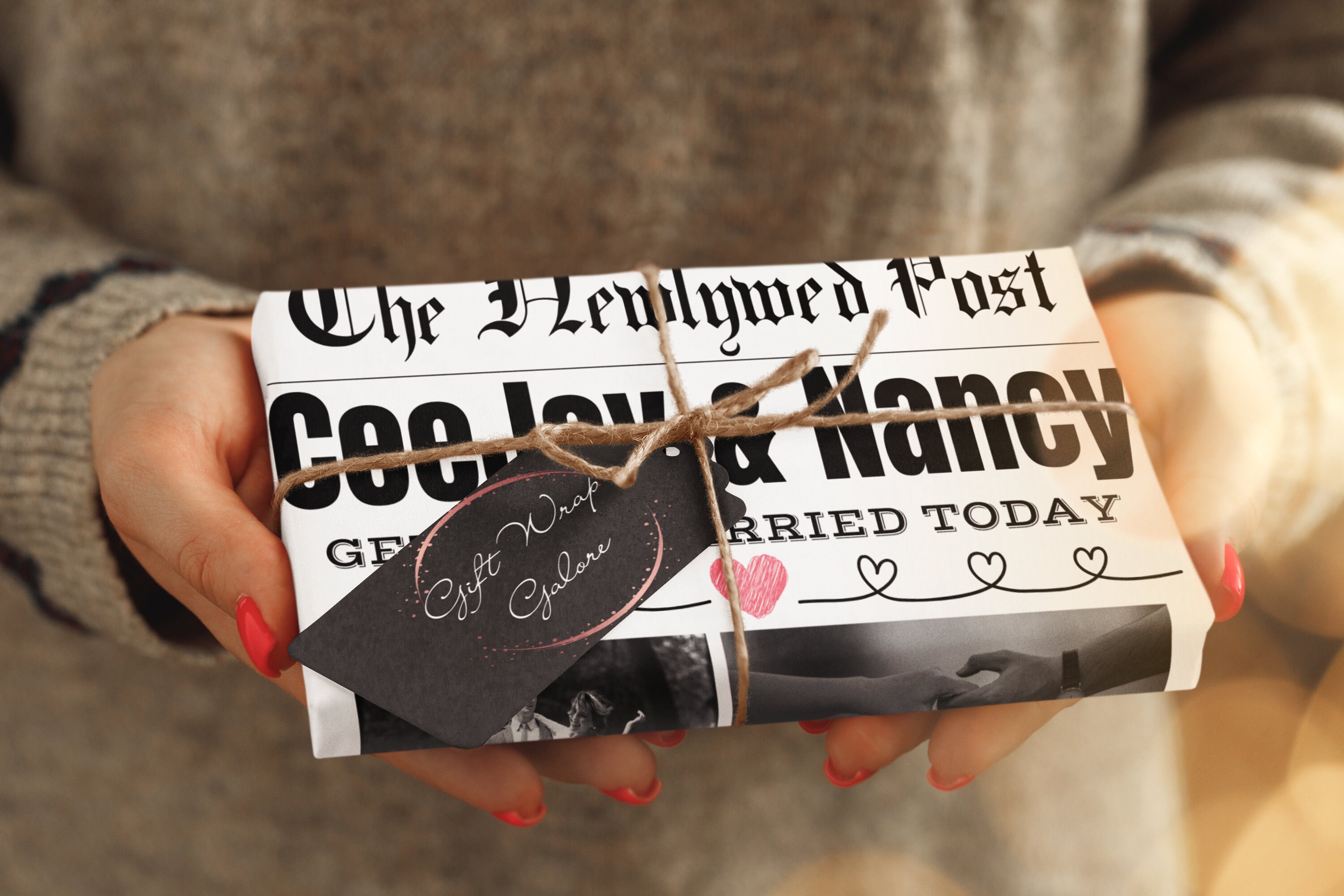 Personalized Newlywed Newspaper Gift Wrap Custom Wedding - Etsy