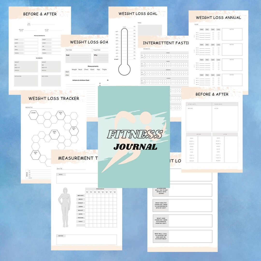 Digital Fitness Journal Workout & Wellness Tracker PDF Download - Etsy