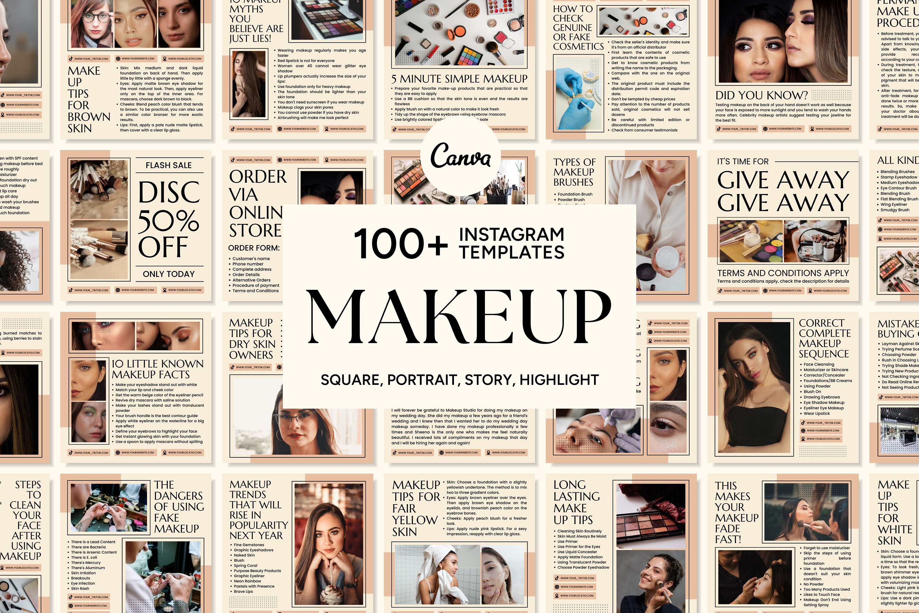 Makeup Template, Makeup Canva, Makeup Social Media, Makeup Instagram ...