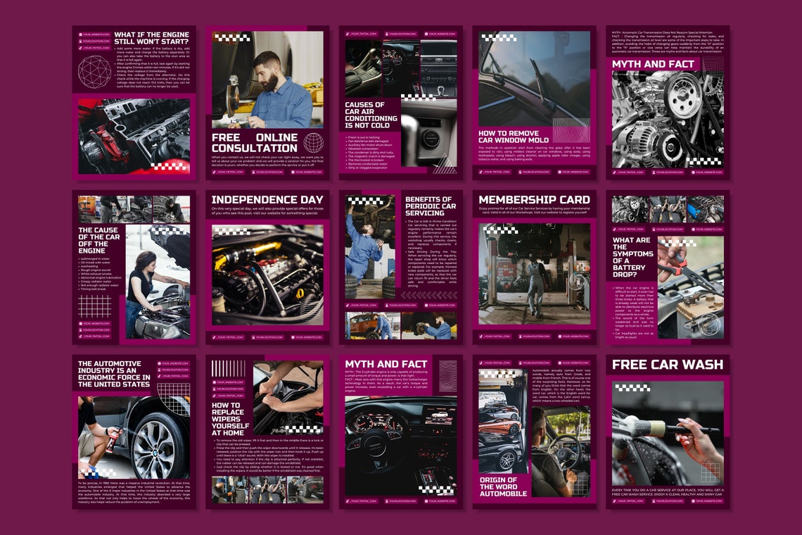 Mechanic Social Media Posts-stories-icons, Mechanic Canva Posts-stories ...