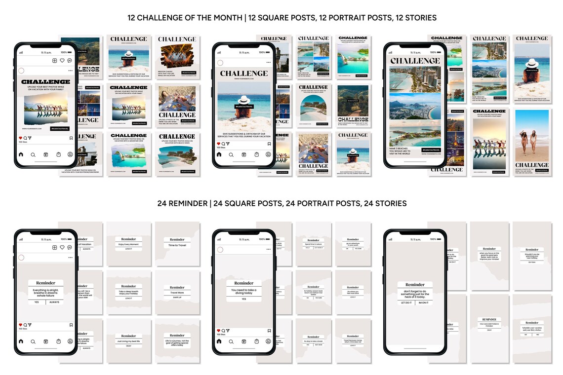 Travel Canva Template for Social Media, Travel Instagram Template ...