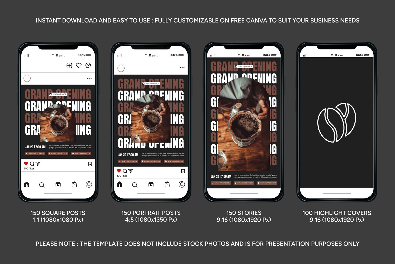 550 Coffee Instagram Templates: Social Media Canva Designs - Etsy