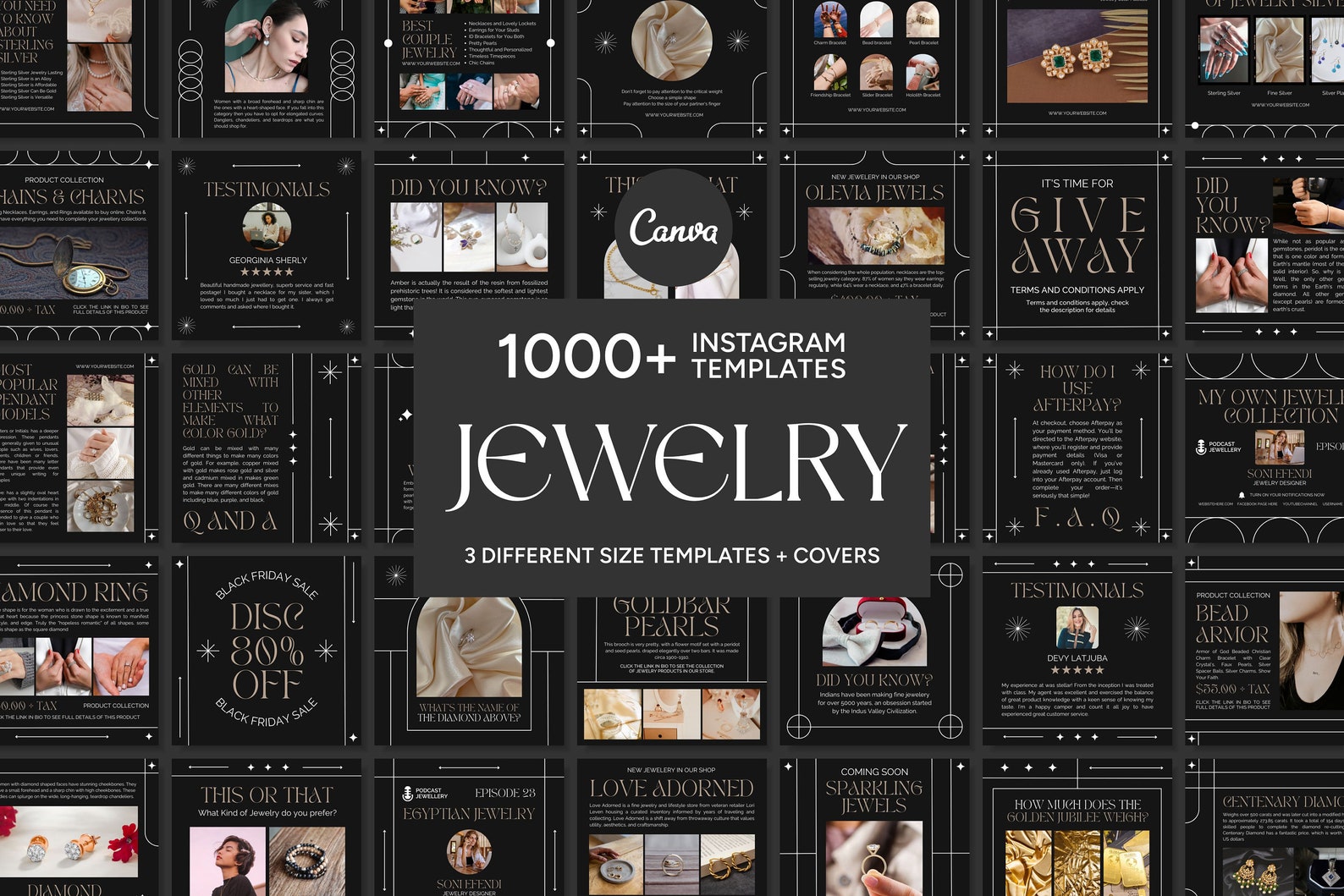 Jewelry Social Media Template for Canva Jewelry Instagram - Etsy