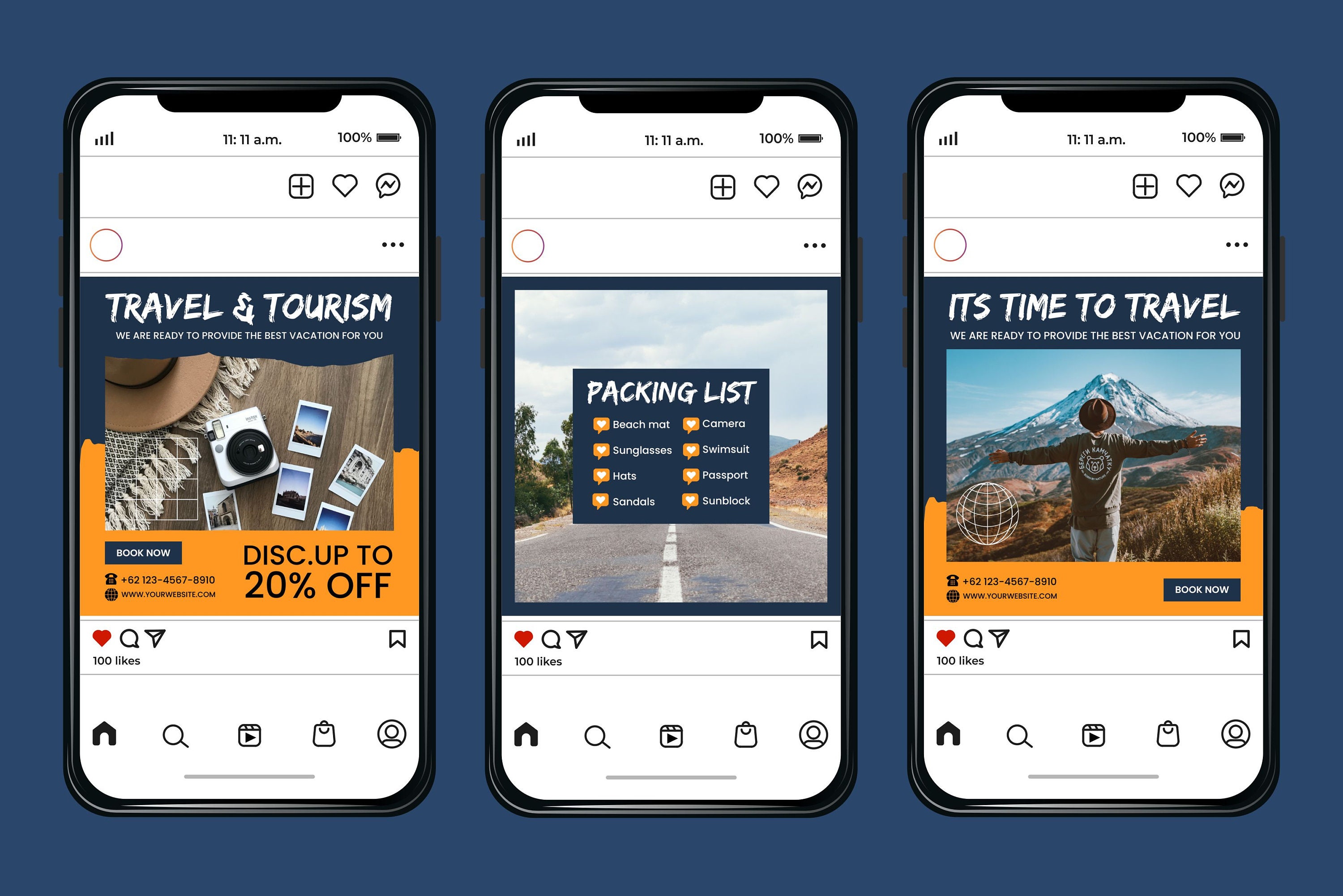 Travel Social Media for Canva Templates, Travel IG Post, Travel IG ...