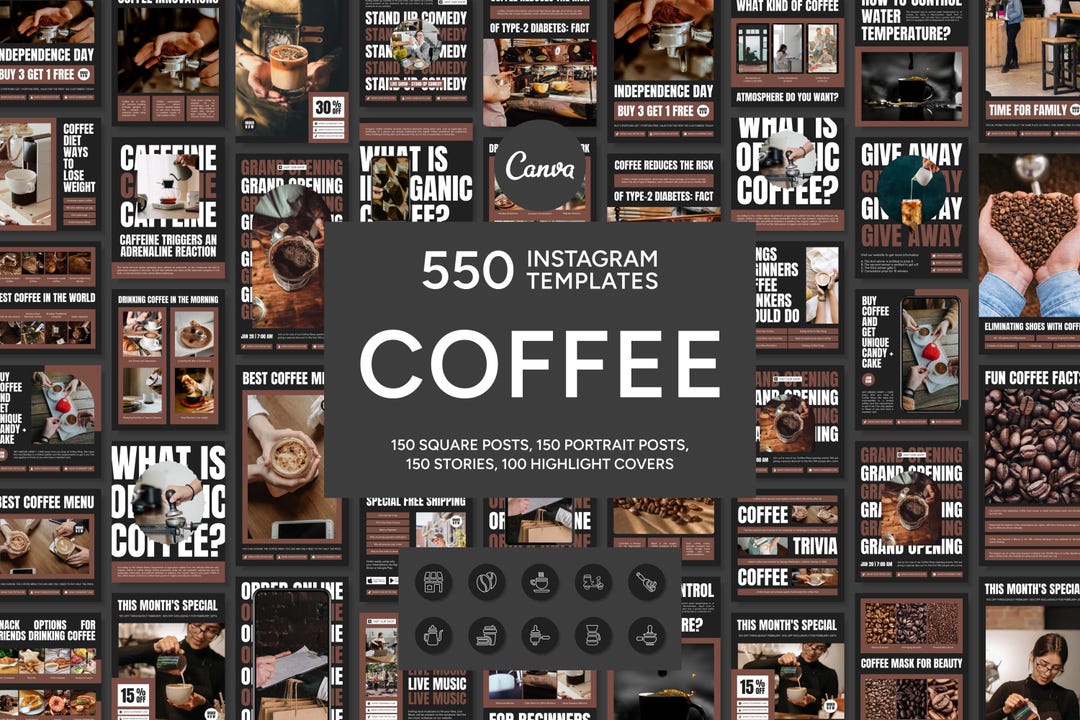 550 Coffee Instagram Templates: Social Media Canva Designs - Etsy