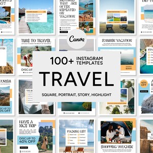 Travel Canva Posts-stories-icons, Travel Social Media Posts-stories ...