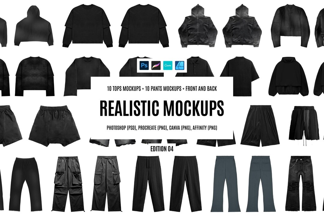 Realistic Clothing Mockups Bundle Tops and Pants (PSD, PNG) - Etsy