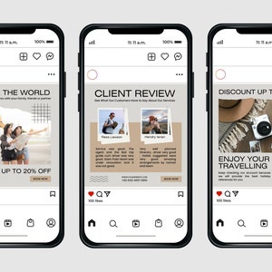 Travel IG Templates for Canva, Travel Social Media Post, Travel Social ...