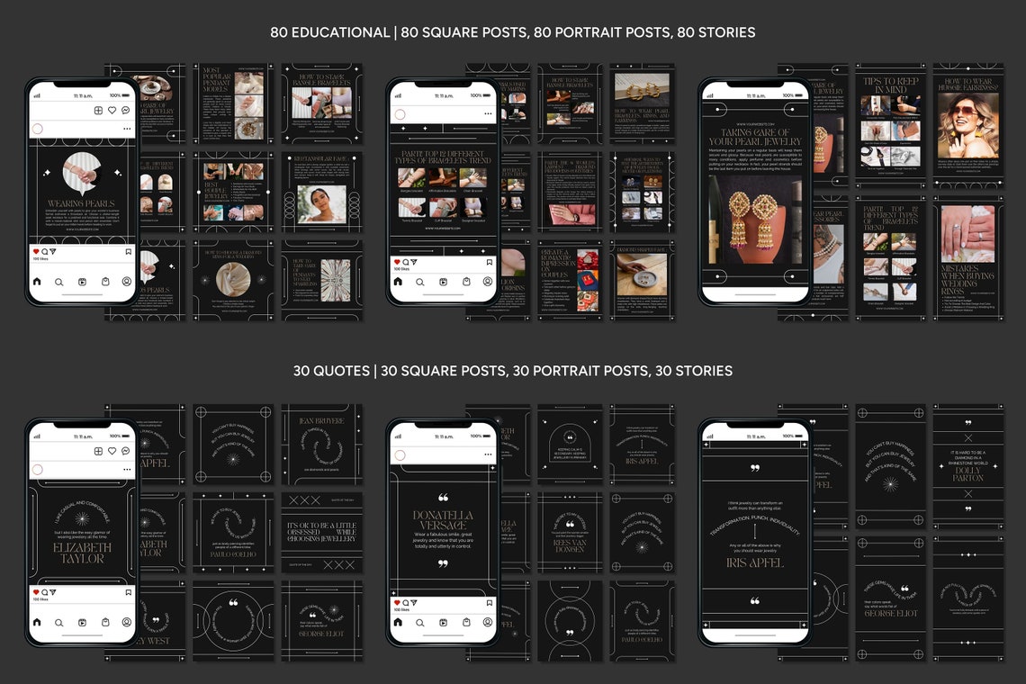 Jewelry Social Media Template for Canva Jewelry Instagram - Etsy