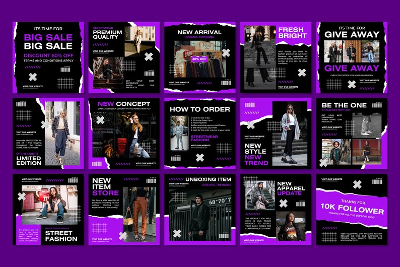 Fashion IG Templates for Canva Fashion Social Media Post - Etsy