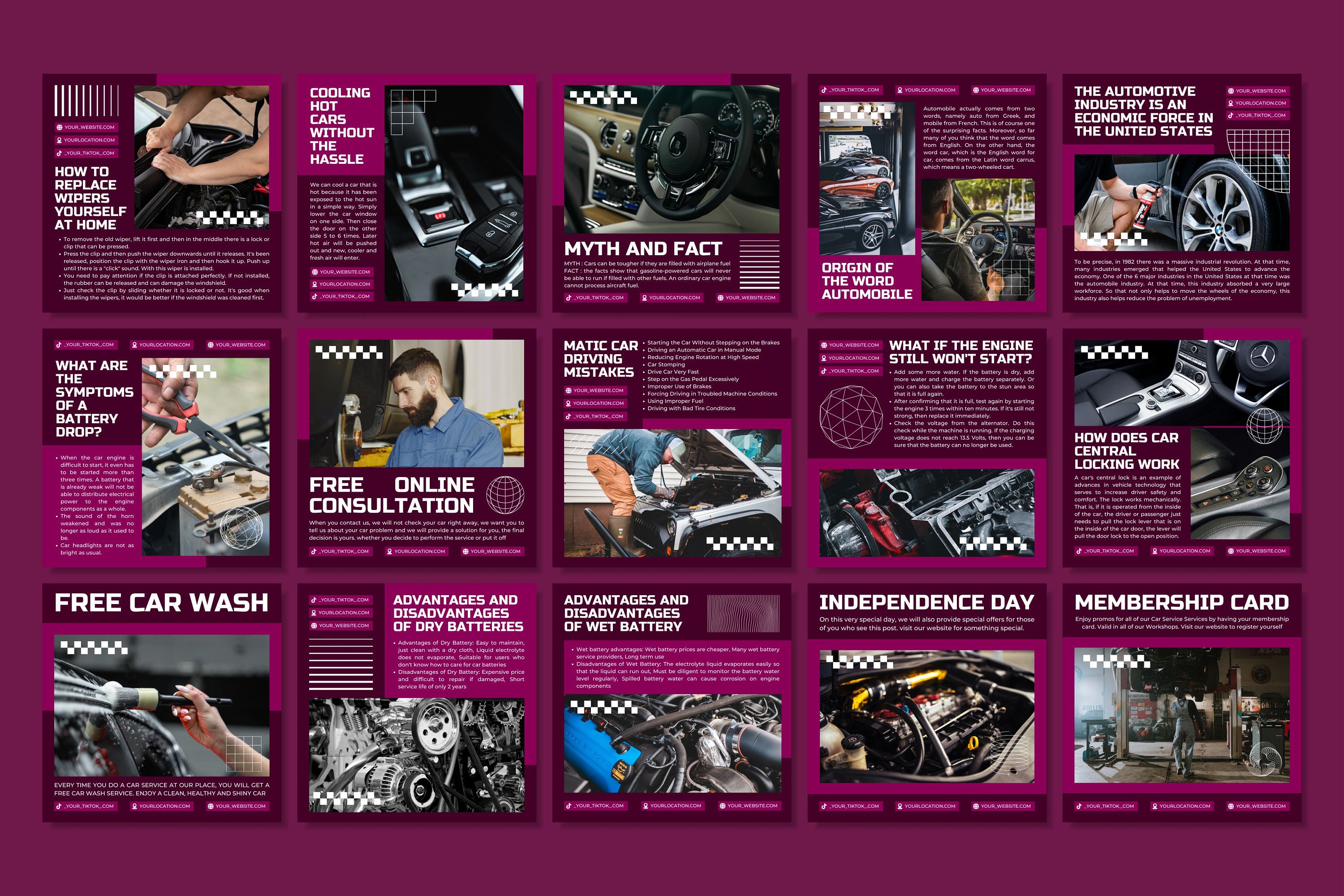 Mechanic Social Media Posts-stories-icons, Mechanic Canva Posts-stories ...
