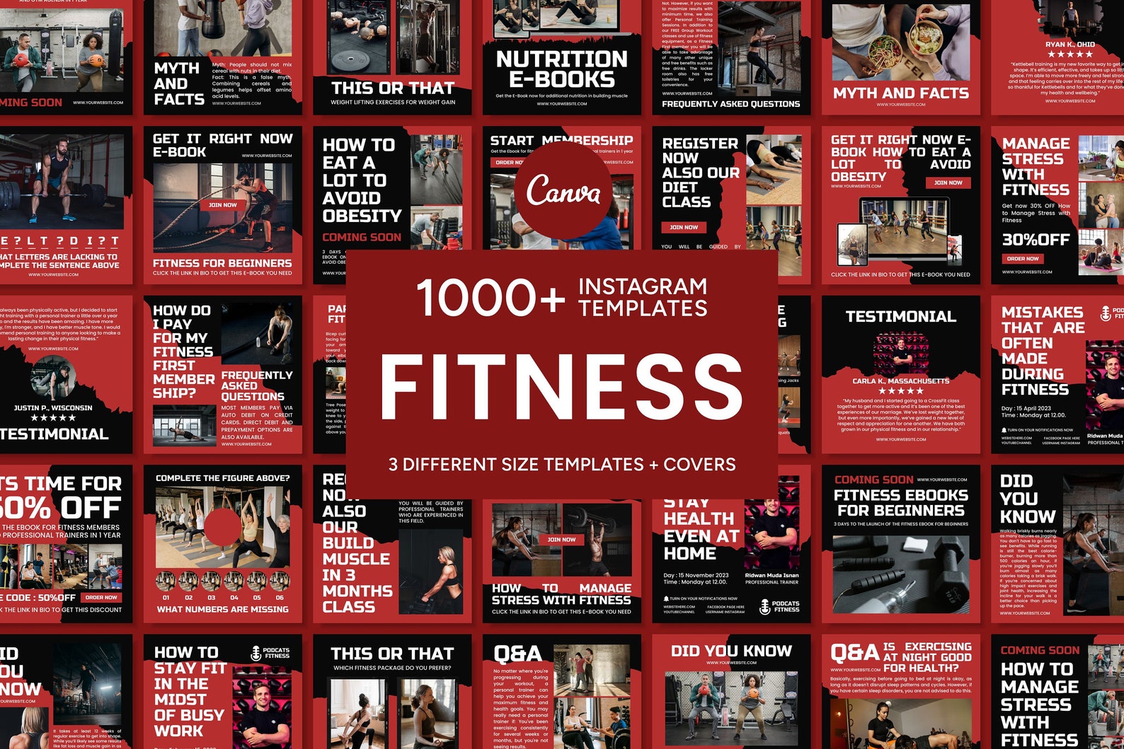 Fitness Social Media Templates for Canva, Fitness Instagram Templates ...