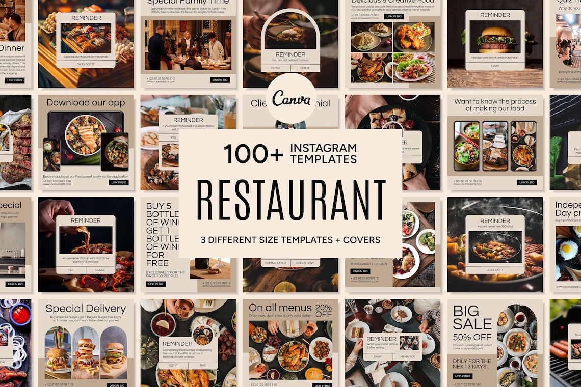 Restaurant Canva Post, Restaurant Canva Story, Restaurant Canva Icon ...