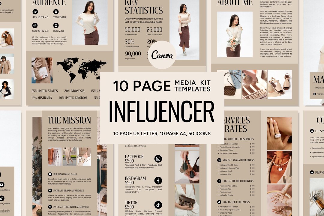 Aesthetic Canva Media Kit, Aesthetic Influencer, Aesthetic Blogger ...