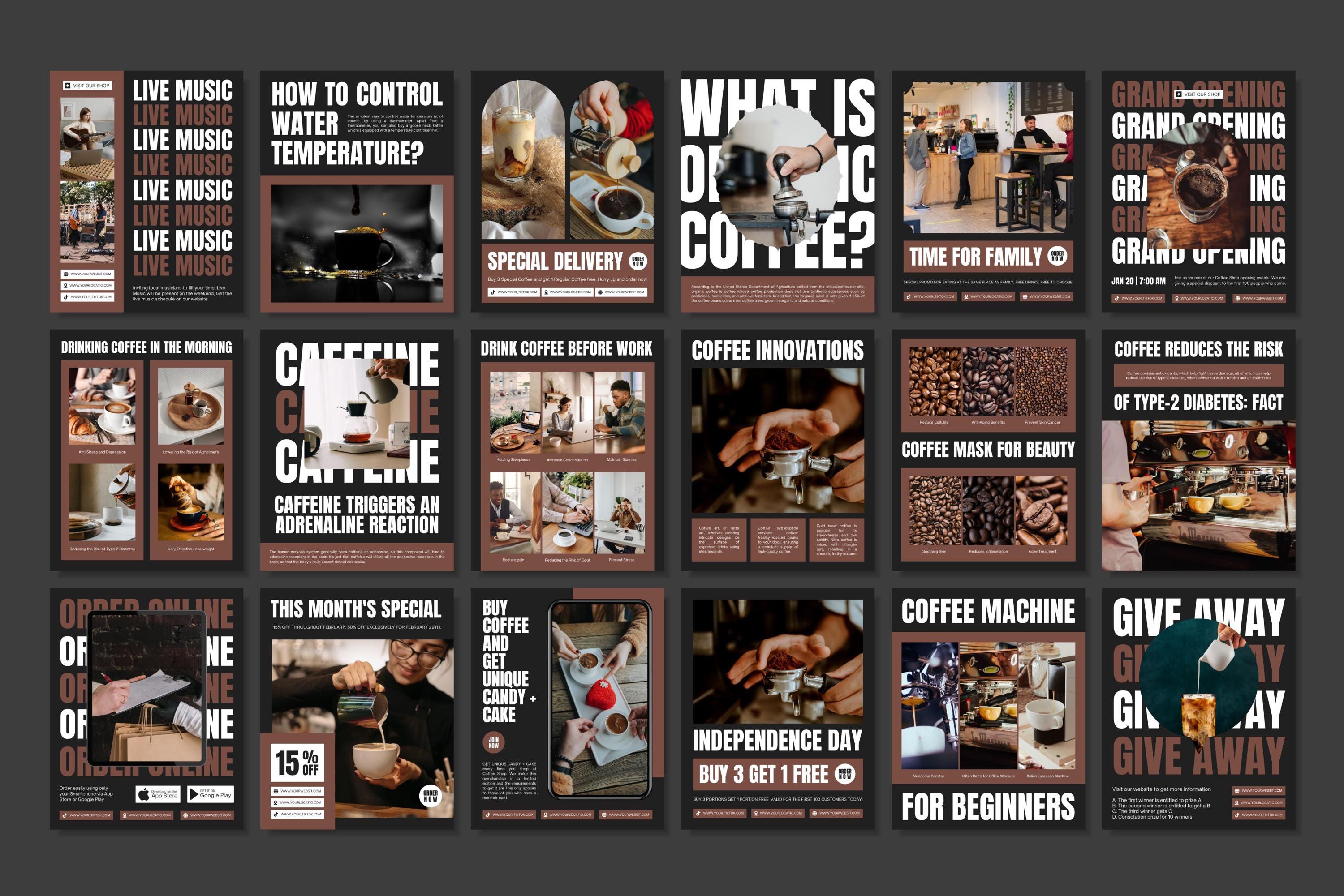550 Coffee Instagram Templates: Social Media Canva Designs - Etsy