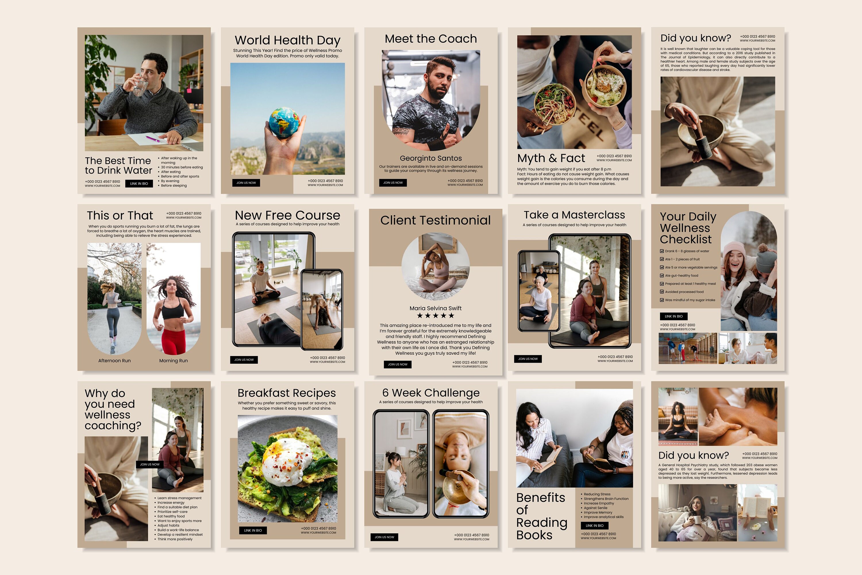 Wellness Canva Posts-stories-icons, Wellness Social Media Posts-stories ...