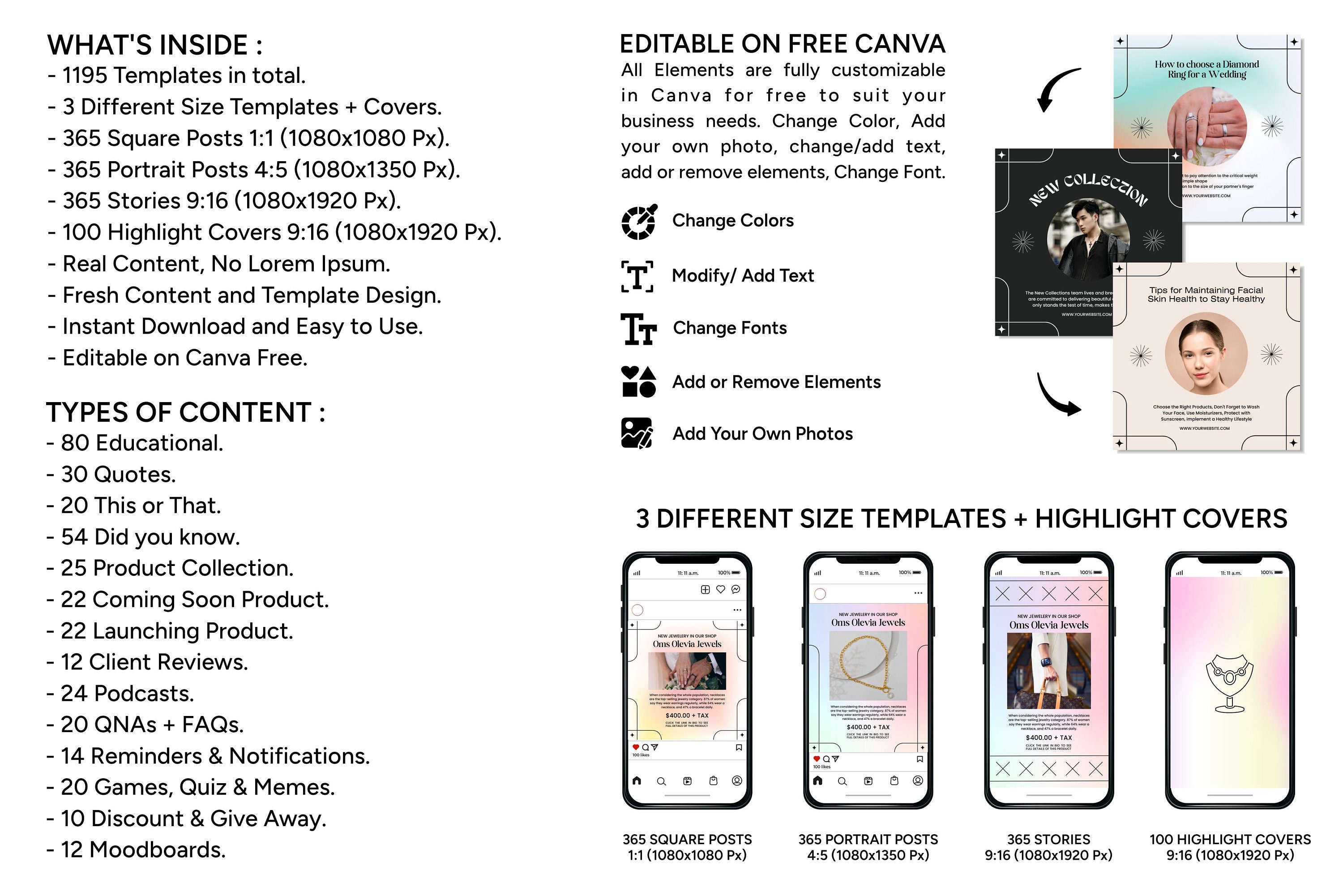 Jewelry Canva Template for Social Media Jewelry Instagram - Etsy