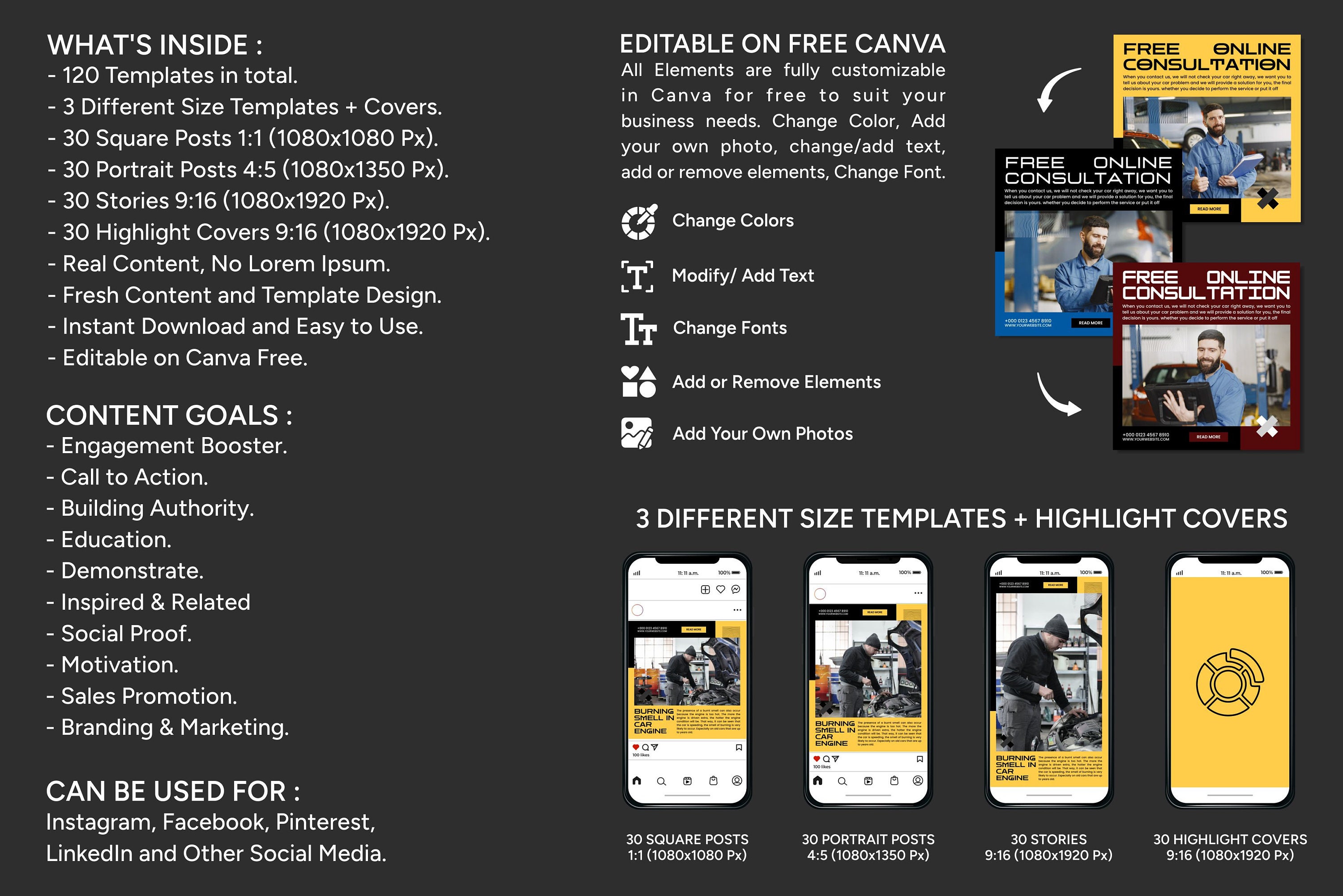 Mechanic Canva IG Posts, Mechanic Canva IG Stories, Mechanic Canva IG ...